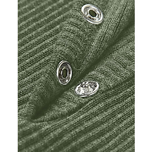 MEROKEETY Women's Short Sleeve V Neck Ribbed Knit Button T Shirts Henley Solid Color Summer Tops, Green, M