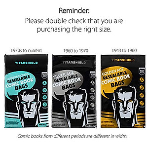 TitanShield Silver Age Re-Sealable Comic Book Bags (150 Count)