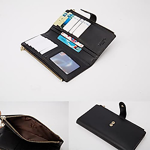 LAORENTOU Cowh Leather Wallet for Women RFID Blocking Wallet Clutch Purses Small Wallets Credit Card Holder Phone Wallet