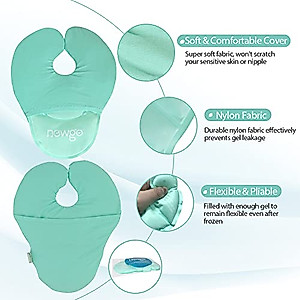 NEWGO Breast Ice Pack for Breast Surgery, 2 Pack Nipple Ice Packs Breastfeeding Ice Packs Reusable for Nursing Mother, Hot Cold Therapy Breast Gel Pack with Washable Cover(Green)