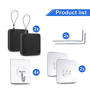 Rierdge 800g Set of 2 Punch-Free Automatic Sensor Door Closer, Multifunctional Drawstring Auto Door Closer for Residential Commercial Bedroom Room Storm (2 Pcs Black)