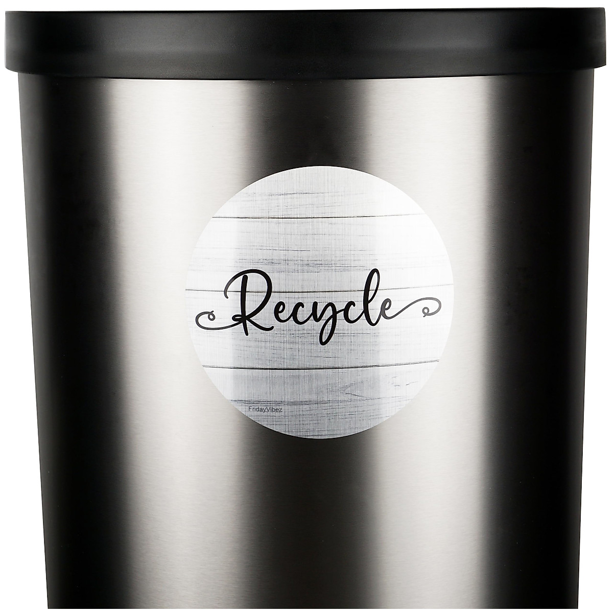 Recycle and Trash Stickers for Kitchen Trash Cans and Recycling Bins, Indoor Trash and Recycle Sticker Combo for Garbage Can Logo Symbol, 2 Decals Adhesives, 6.5 Inch Circle Decal for Outdoor