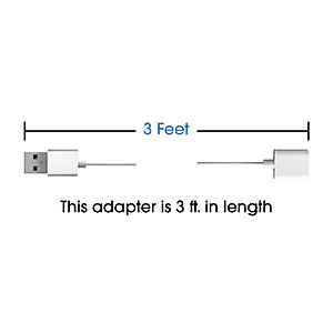TechMatte Charging Adapter Electronic Cable Compatible with Apple Pencil 1st Generation, Male to Female Flexible Connector, Laptop (White-3 Feet)