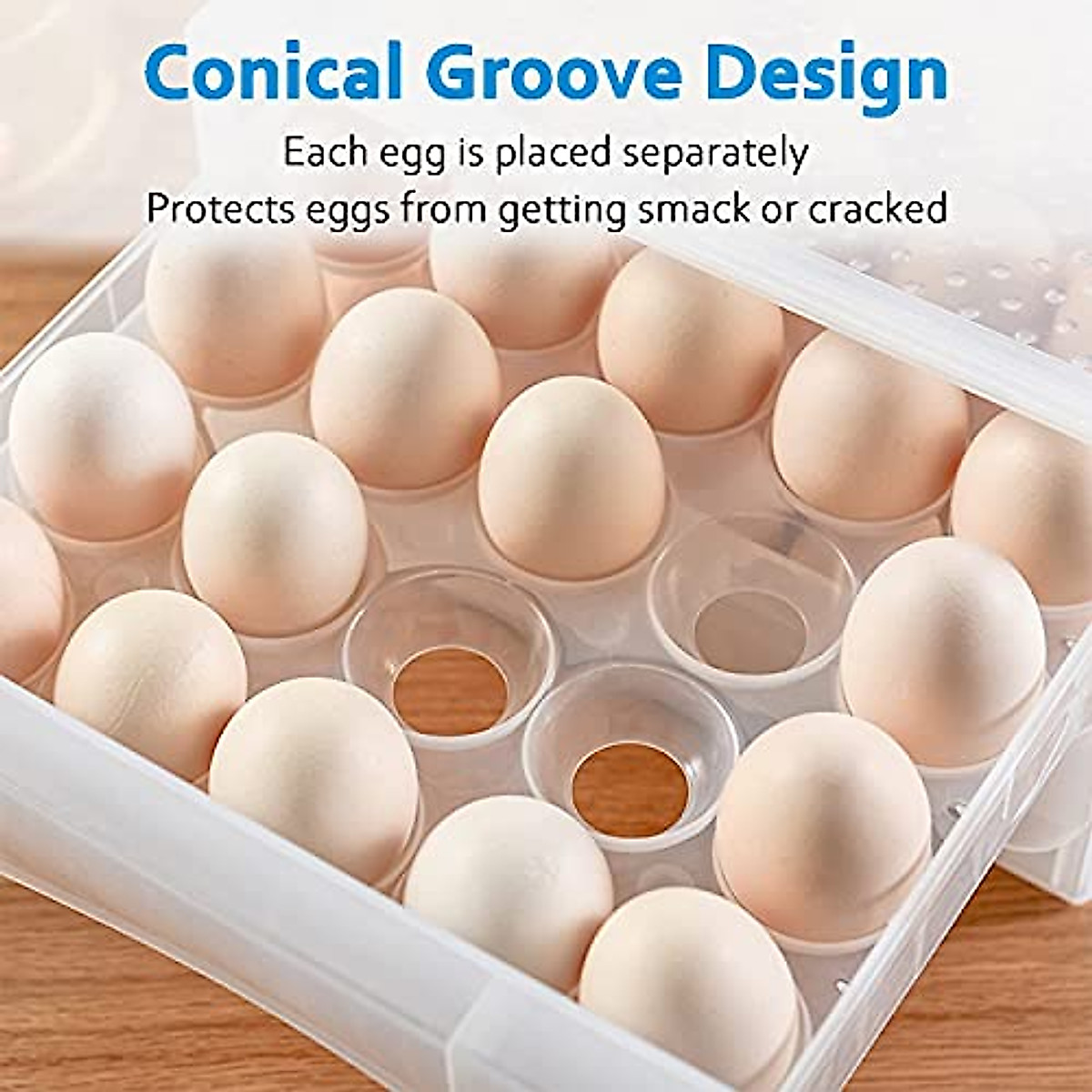 Egg Holder for Refrigerator, THIPOTEN 60 Grid Eggs Storage Container for Refrigerator, Perfect Household Egg Organizer for a Hobby Farm
