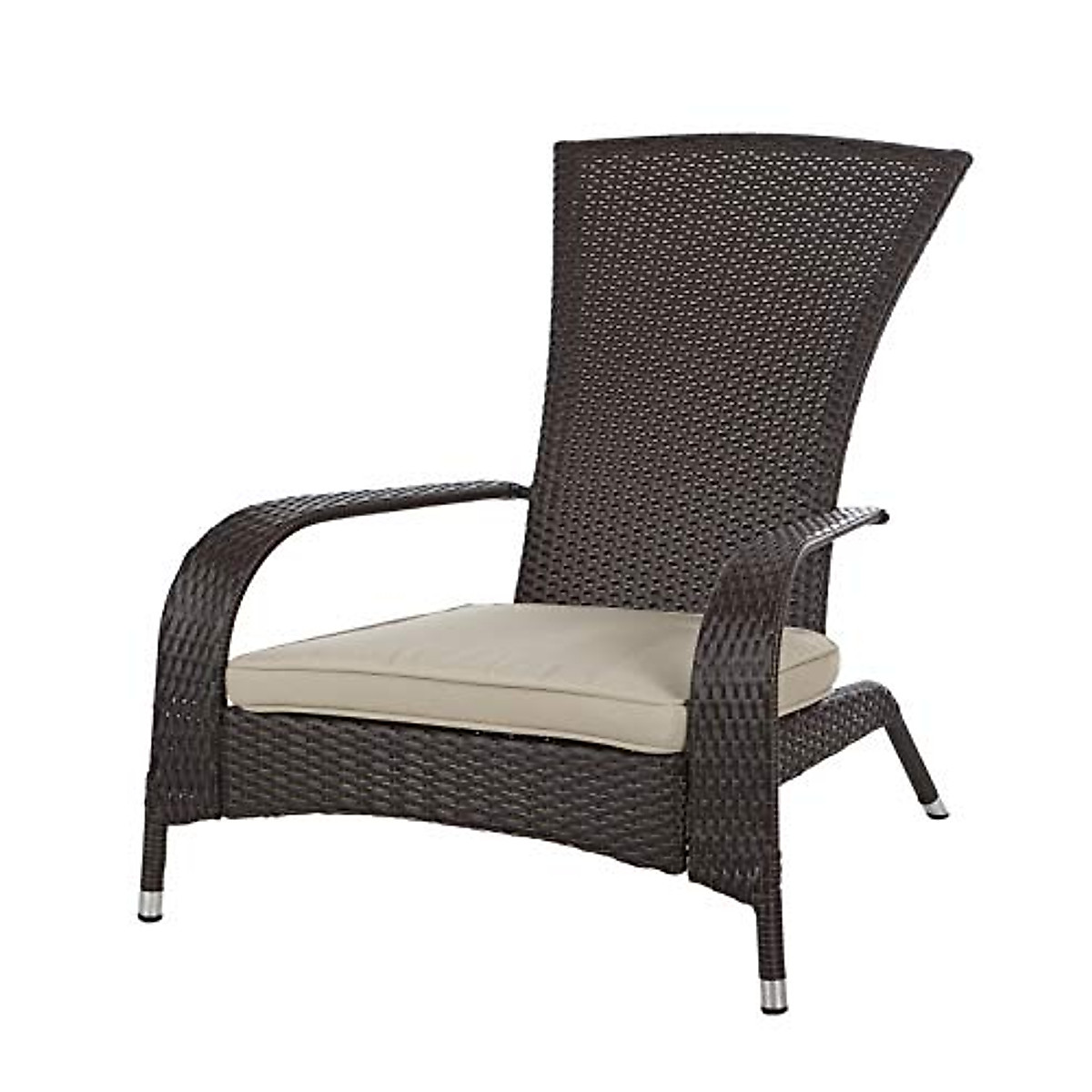 Patio Sense 61469 Coconino Wicker Lounge Chair All Weather Wicker Beige Cushion Armchair Lightweight Durable Adirondack Style Chair Beautiful Mocha Finish
