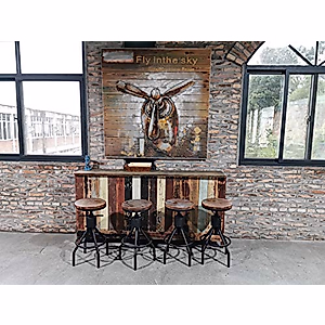 BOKKOLIK Set of 2 Industrial Bar Stool-Vintage Counter Dining Chair-Swivel Stools-Tall Height Adjustable 22-33"