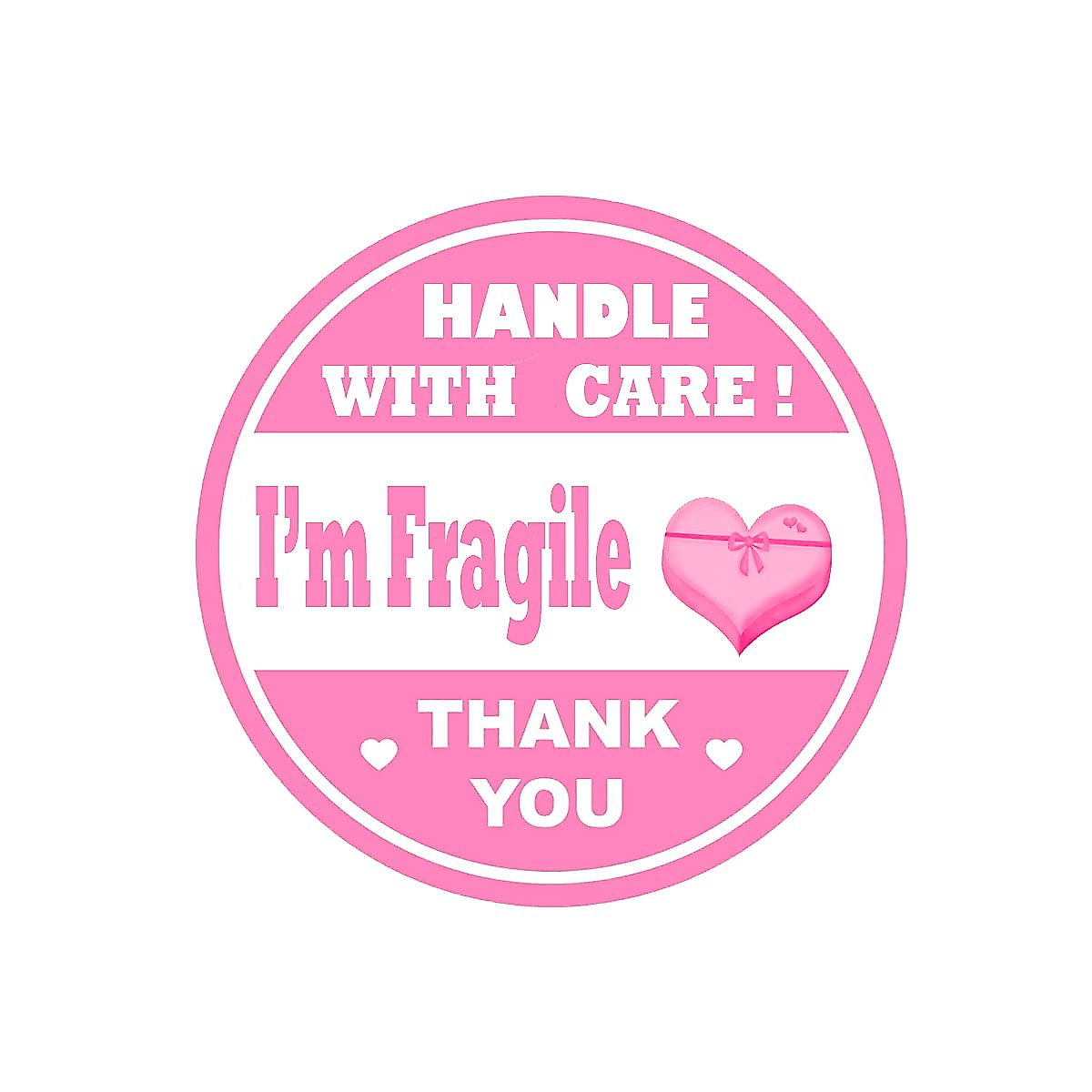 Pink Fragile Stickers I’m Fragile Box Labels, 1.5 Inch Round Thank You Sticker,Fragile Shipping Sticker for Personal Gift Bag, Small Business,mailing Packages and Box(500 Pcs)
