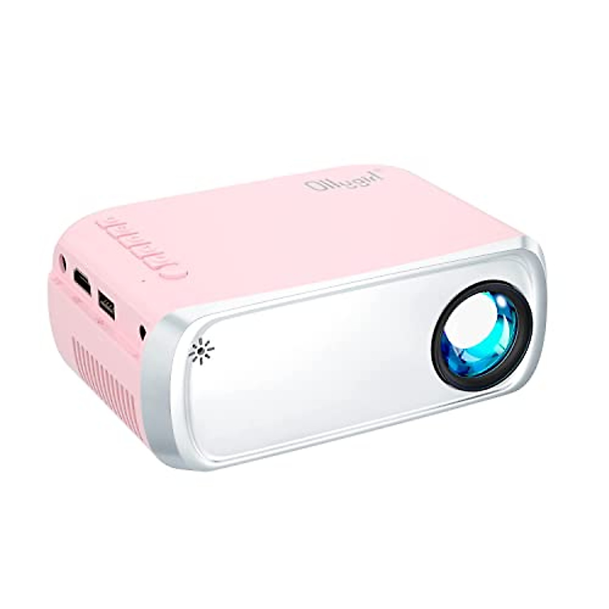 Portable Projector, Outdoor Projector, LED Aesthetic Video Mini Projector for Outdoor Portable Movies Compatible with HDMI, USB, Laptop, TV Stick, iOS and Android Phone, Pink