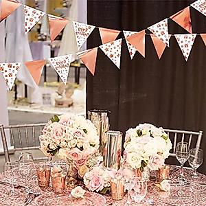 40Ft Rose Gold Happy Birthday Decorations Happy Birthday Banner Bunting Triangle Flag Pennant Garland Streamer Backdrop for Girls Women 13th 16th 21st 30th 40th 50th 60th Happy Birthday Party Supplies