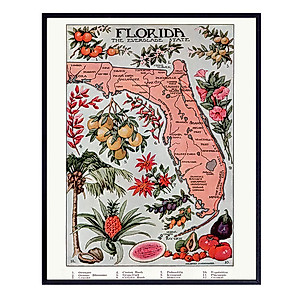 Florida Wall Decor - Vintage Florida Poster - 8x10 Travel Posters - Florida Gifts - Chic Home Decor - Retro Art Prints