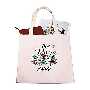 TSOTMO YAYA Gift Best Yaya Ever Canvas Tote Bag Gift Grandmother Gift Grandmother Birthday Gift Gift for Grandma (Yaya canvas)
