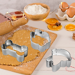 9 PCS Dog Cookie Cutters Set, Assorted Dog Shape Metal Cookie Cutters, Bone, Dog Paw, Corgi, Labrador, Rottweiler, Sheepdog Shape Cookie Cutters Molds for Baking Dog Party Supplies, Silver, standard