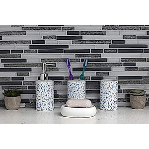 Home Basics, Blue Trendy Terrazzo 4 Piece Ceramic Bath Accessory Set