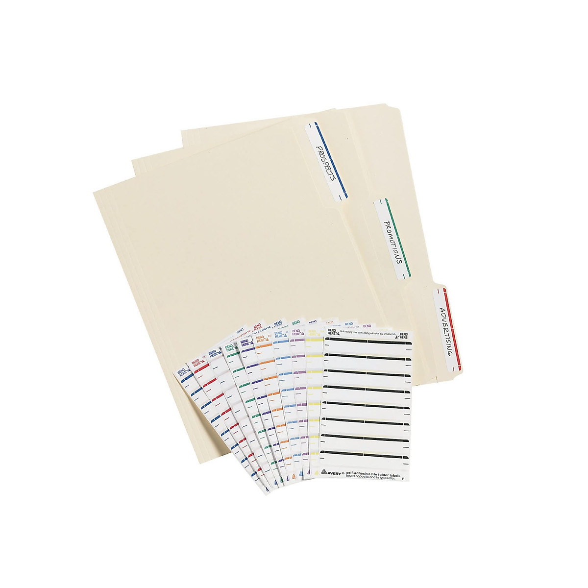 Avery File Folder Labels on 4" x 6" Sheets, Easy Peel, Assorted, Print & Handwrite, 2/3" x 3-7/16", 252 Labels (5215)