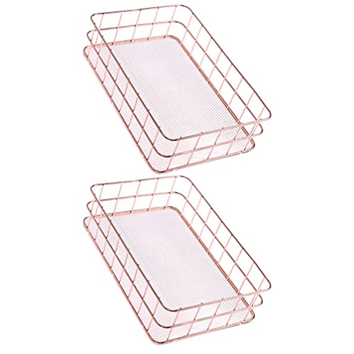 Alipis 2Pcs Guest Towel Napkin Holder, Metal Wire Organizer Tray Paper Napkins Storage Basket Small Container Tray for Bathroom, Kitchen, Dining Table (Rose Gold)