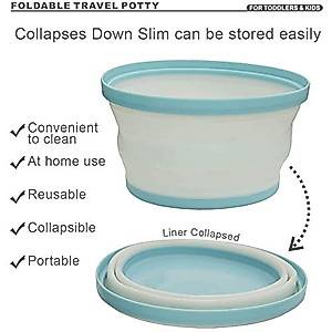 3-in-1 Go Potty for Travel, Portable Folding Compact Toilet Seat,Potty Training Toilet Chairs for Toddler Boys & Girls with storage Bag and Potty Liners by BlueSnail (blue)