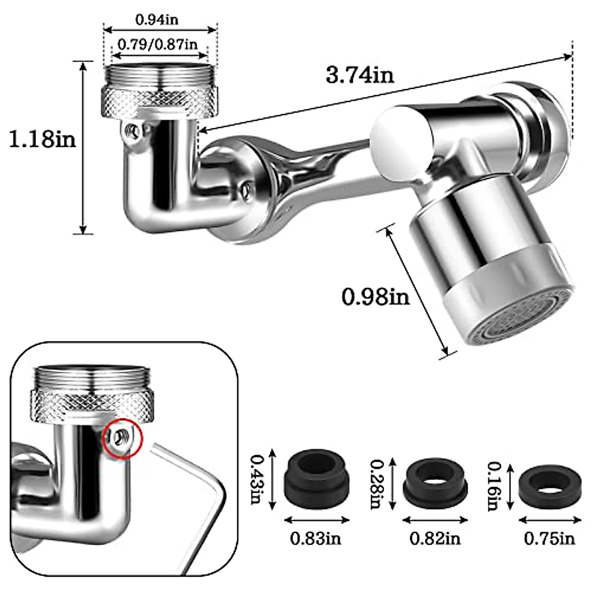 Faucet Extender, 1080° Rotating Faucet Extender Aerator, Splash Filter Faucet Aerator, Kitchen Tap Extend, Large-Angle Swivel Faucet Aerator Sink Face Wash Attachment with 2 water outlet modes