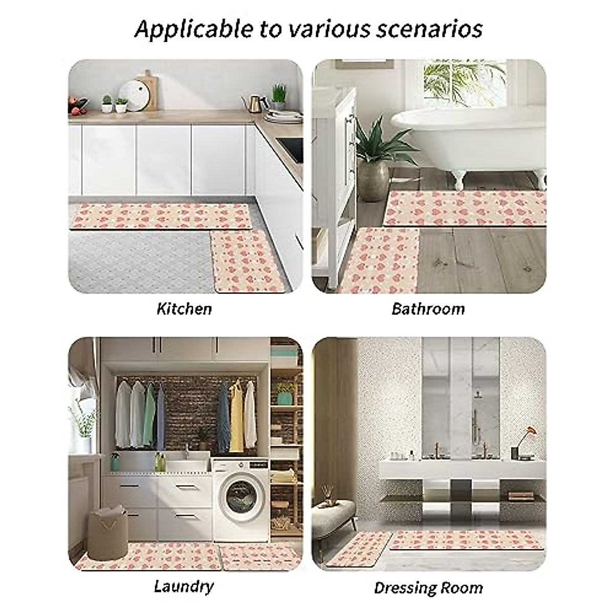 Geometric Love Stripes Bath Mat for Tub,Non Slip Bathroom Floor Runner Rug Quick Dry & Absorbent Diatomaceous Earth Shower Sink Kitchen Washable Doormat,Abstract Minimalistic Aesthetic Art 20x24+20x48