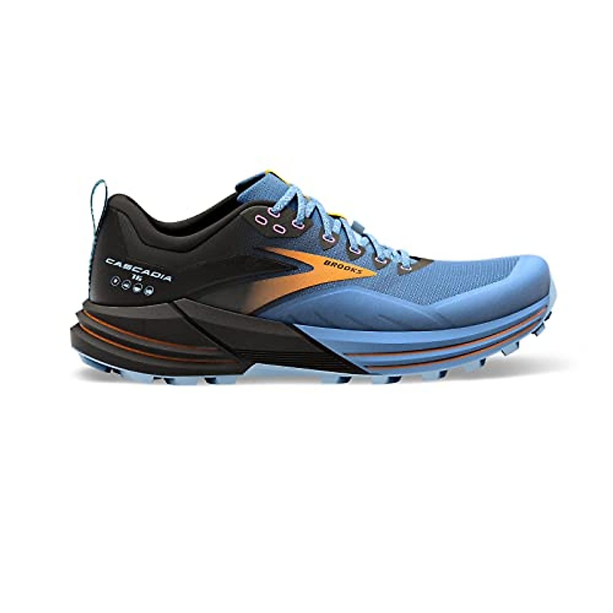 Brooks Women's Cascadia 16 Trail Running Shoe - Blue/Black/Yellow - 8.5 Medium