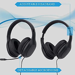 Konnek Stein Wired Headset Office with Microphone, Headphone Over-Ear Adjustable Headband Comfortable Ear Cushion Work on Computer PC Mac Laptop