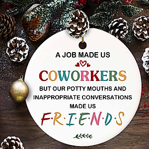 BSQUIELE Gifts for Coworkers on Christmas, Funny Friendship Gifts, Christmas Ornaments for Men Women, Friend Gifts for Work Bestie, Friends Colleague, Christmas Tree Decorations, Ceramic Ornaments