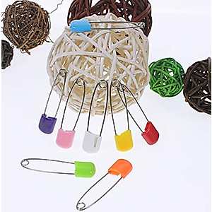AnMiao Star 2 Inch Long 50 Pcs Plastic Head Safety Pin Safety Locking Baby Cloth Diaper Nappy Pins (8 Colors)