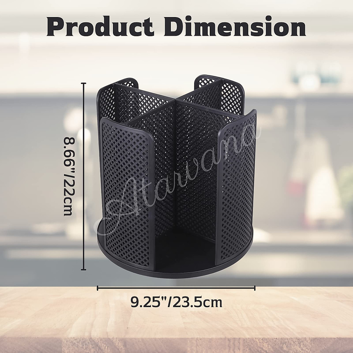 Rotatable Coffee Cup Dispenser with 4 Compartments, Atavarna Cups and Lids Holder for 5-16oz Cups Organizer for Restaurant, Coffee Station, Bar, Office, Home-9.25" x 9.25" x 8.66"