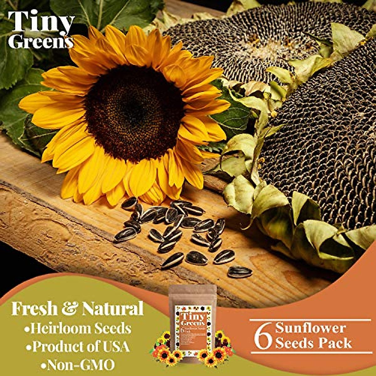 Sunflower Seeds Pack for Planting Outdoors - 6 Beautiful Sunflower Seed Varieties to Plant - Autumn Beauty, Lemon Queen, Mexican, Sunspot, Velvet Queen, Wild Sunflower - Flower Seeds for Planting