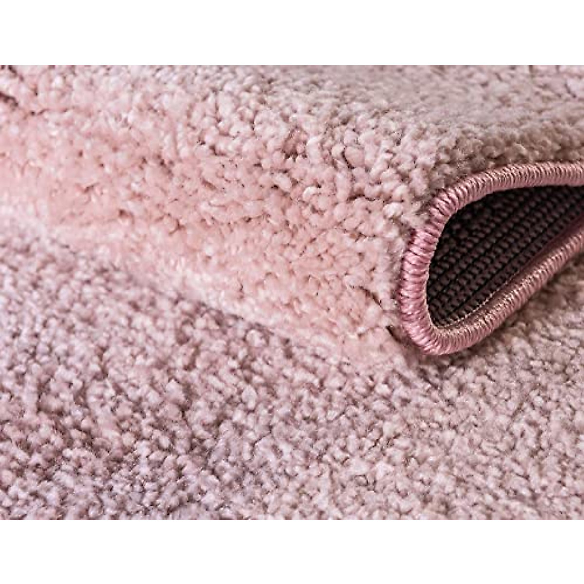 Unique Loom Solo Collection Solid, Plush, Kids, Modern Area Rug, 5 ft x 7 ft 7 in, Pink