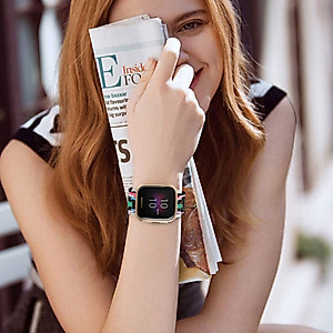 Lamshaw ID206 Band, Stretch Elastics Adjustable Strap Compatible for LETSCOM ID206 1.69" Smartwatch/YAMAY 1.69 Inch ID206 Smartwatch/Dirrelo ID206 smartwatch (Aztec Style Colorful)