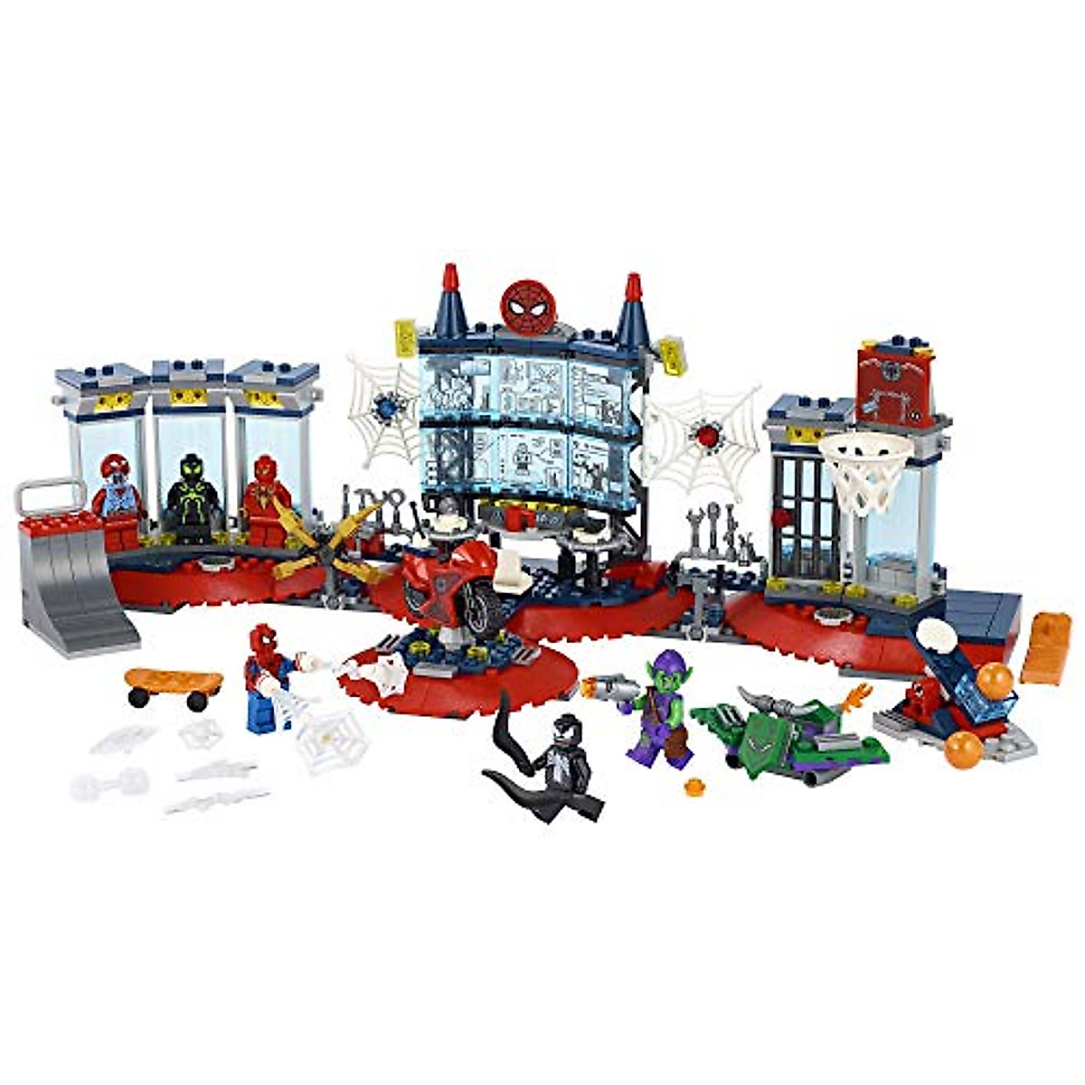 LEGO Marvel Spider-Man Attack on The Spider Lair 76175 Cool Building Toy, Featuring The Spider-Man Headquarters; Includes Spider-Man, Green Goblin and Venom Minifigures, New 2021 (466 Pieces)