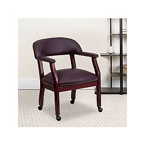 Flash Furniture Diamond Burgundy LeatherSoft Conference Chair with Accent Nail Trim and Casters
