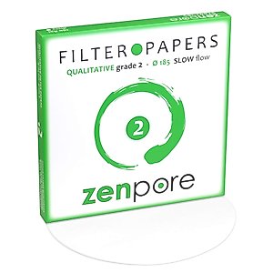 18.5 cm Lab Filter Paper, Standard Qualitative Grade 2 - ZENPORE Slow Flow 185 mm (100 Discs)
