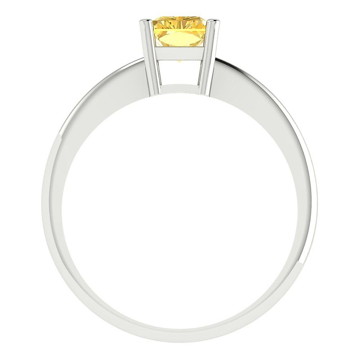 Clara Pucci 1.0 ct Radiant Cut Solitaire Natural Yellow Citrine gemstone Bridal Designer Anniversary Engagement Ring Real 14k White Gold