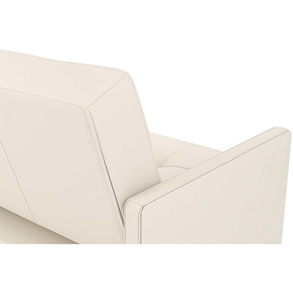 DHP Andora 76 Inch Futon Sofa Bed in Faux Leather, Modern Upholstered Couch Sleeper with Button Tufted Back and Seat, White