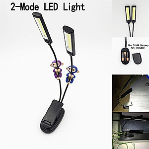 Toxz Mini Portable LED Double Arms Desk Table Lamp with Flexible Clip,Battery/USB Powered,Reading Book Light,Adjustable Brightness,Protect Eyes