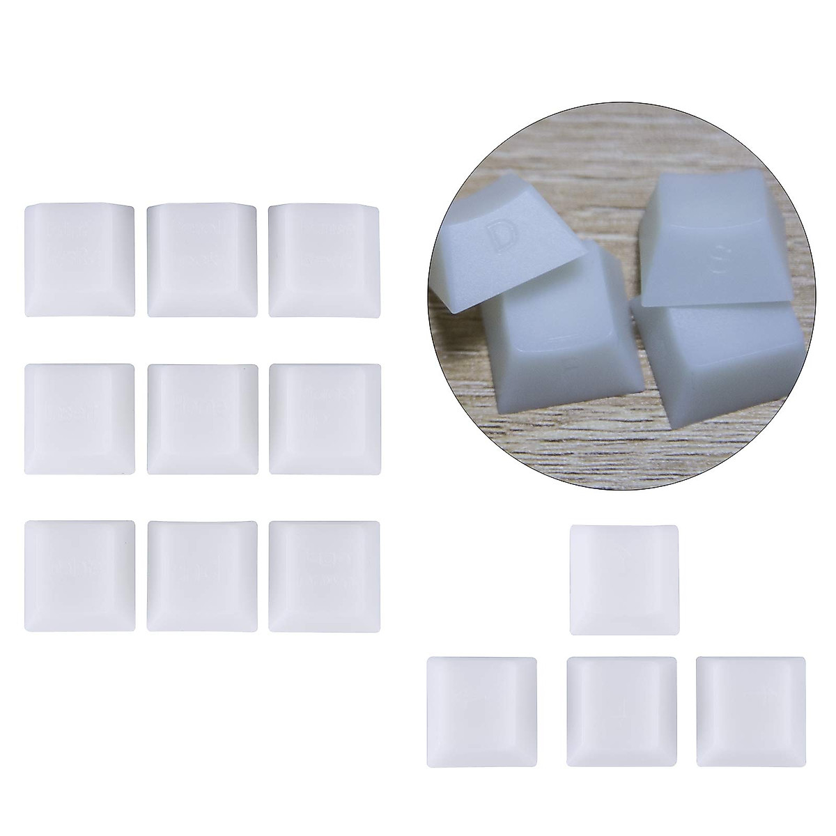 HMANE 109 Keys POM Jelly Keycaps Set, Rainbow Blank Doubleshot Translucent OEM Profile Mechanical Gaming Keyboard Keycaps for 60ï¼…/87 TKL/104/108 Cherry MX Switches (White/Side Printed)