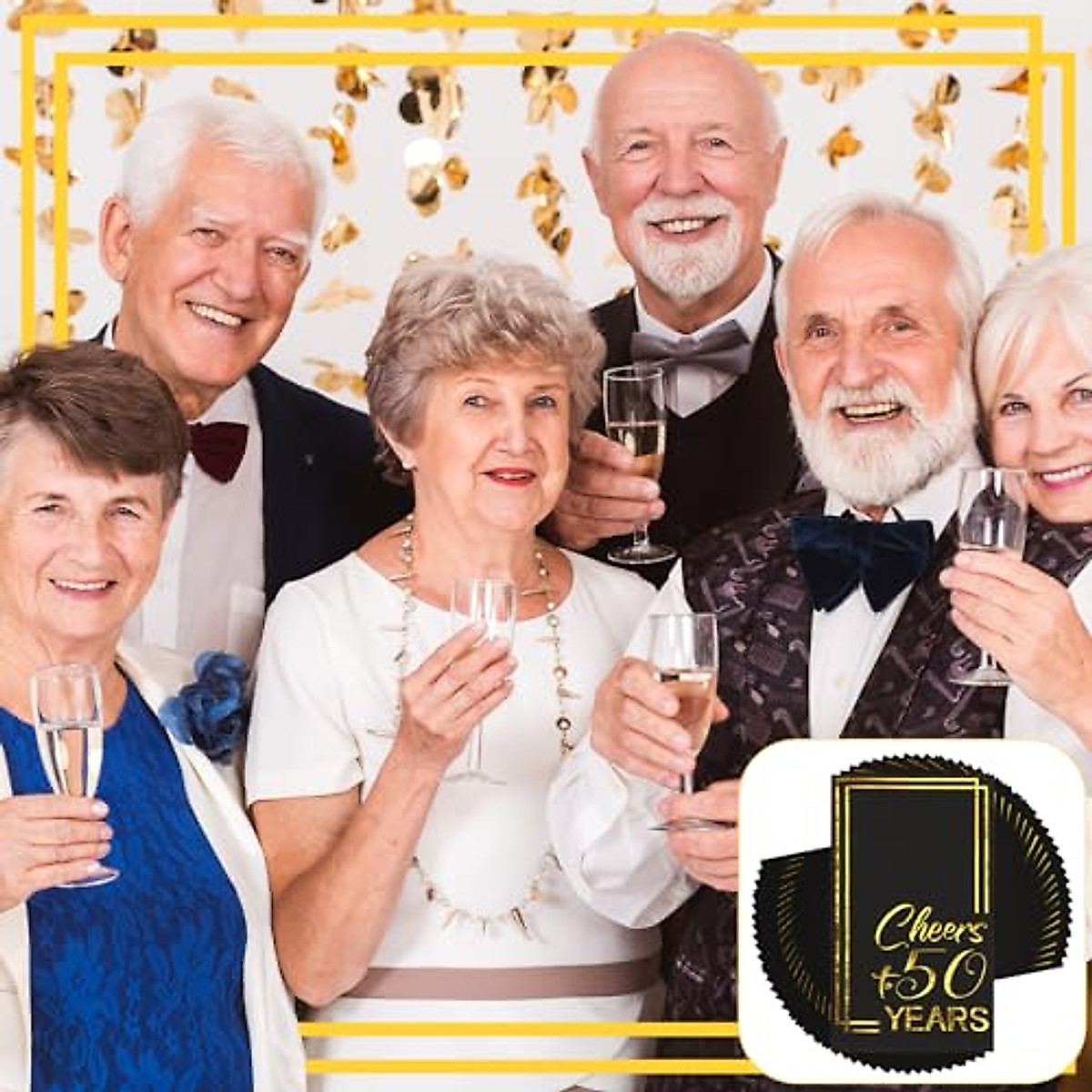 Geyoga 200 Pcs Anniversary Cocktail Napkins Guest Napkins Birthday Decoration Gold Foil Black Napkin Men Women Disposable Paper Napkins Pack for Wedding Party Supplies (50th Birthday)