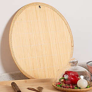 HEMOTON 1 Set 2Pcs Bamboo Dumpling Tray Handmade Chinese Dumplings Mat Insulation Mat Steamer Basket Baking Mat for Baking Dumpling Dough Pastry Cookie Wontons (Khaki)