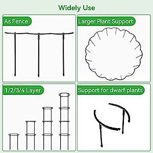 Growneer Plant Stake, 12 Pcs Plant Support Stakes, Stackable Flower Support Stake for Garden, Tomato Plant Support with 20m Twist Tie, Plant Holder for Indoor and Outdoor, Easy to Assemble