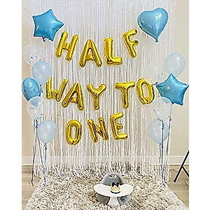 JeVenis 15 PCS Half Way To One Balloons 1/2 Birthday Decorations Half Way To One Birthday Party for Boy Blue Balloons