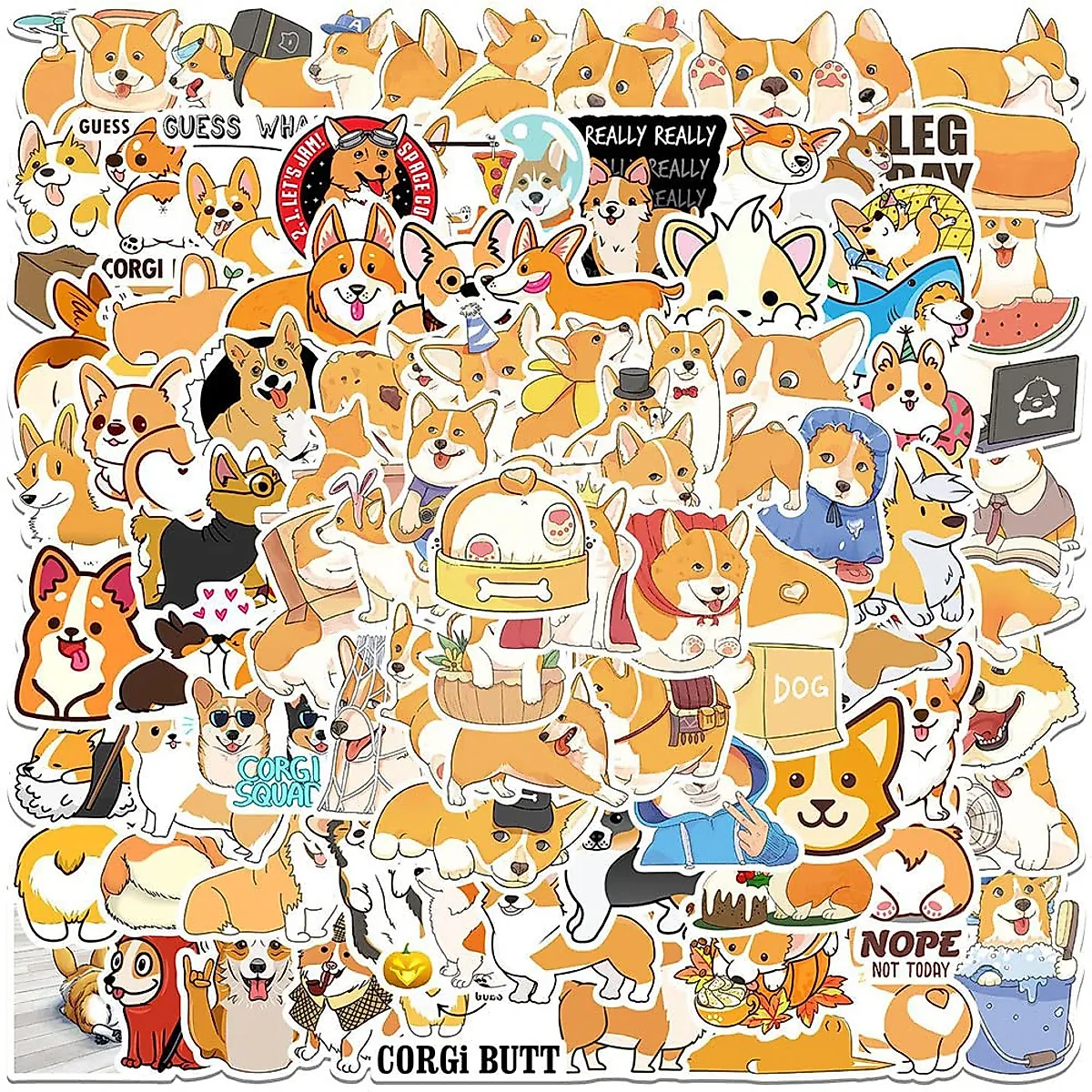 Corgi Stickers 100pcs Cute Animal Kawaii Fashion Cartoon Stickers Waterproof for Teens Girls and Boys Birthday Gift Party Favors (Corgi 100pcs)