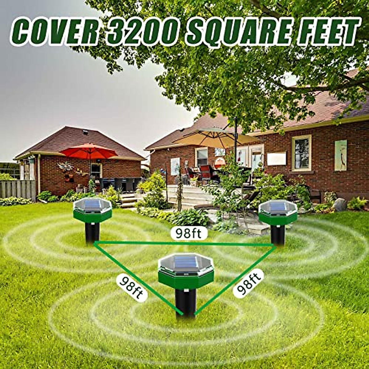 Solar Mole Repellent 12 Pack,Gopher Repellent Ultrasonic Waterproof for Outdoor Garden Lawn Yard Get Rid of Gophers, Moles, Groundhogs，Voles