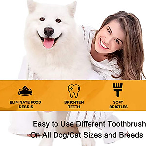 Zeyaa 10 Pack Pet Dog Toothbrush, 2 Triple Head Pet Toothbrushes 3 Double Head Tooth Brush 5 Pack Finger Rubber Toothbrushes, Multi-Angle Dental Cleaning Brushes for Dog Cat Oral Dental Health