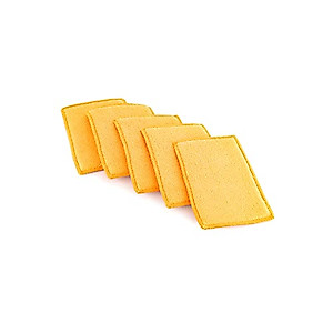 The Rag Company - Jersey Bug Scrubber Pads - Terry Weave, Easily and Safely Trap Bug Splatter in Sponge, Safe on All Finishes, 4in x 6in, Orange (5-Pack)