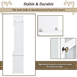 Multifunctional All in One TV Stand for TVs Up to 70'', Luxury Entertainment Wall Unit with Bridge and Tempered Glass Door, TV Stand Console Table with Top Cabinet for Living Room (White-70)