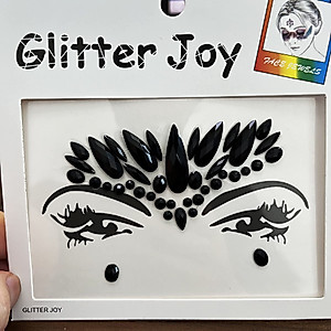 Kotbs Face Jewels, 4-Sheet Black Face Gems Mermaid Face Jewels Festival Sticker, Body Rhinestone Gems Rave Rainbow Face Crystals for Halloween Music Carnival Festival Party Makeup