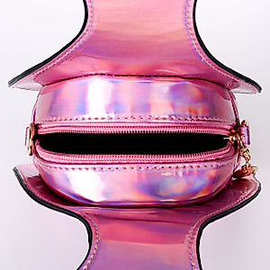 Women's PU Hologram Laser Money Bag Design Purse Handbags Cross-Body Messenger Shoulder Bag A-pink