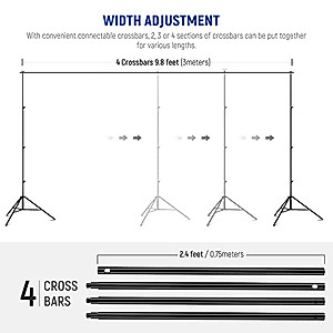 NEEWER 8.5x10ft Adjustable Backdrop Stand Kit, Photography Background Support System with 4 Crossbars, 6 Spring Clamps, 6 Backdrop Clips, 2 Sandbags, and Carrying Bag for Photo Video Party Ceremony