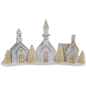 Regency International 16" Led/Bty TMR Crdbrd Snowy Village W/Church
